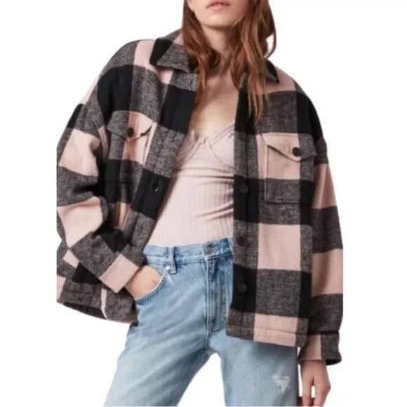 All Saints | Jackets & Coats | All Saints Black Pink Luella Sherpa ...